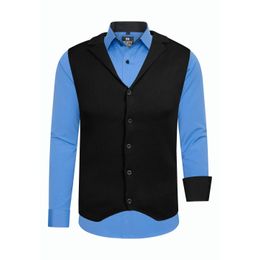 Rusty Neal Herren Langarmhemd, blau, Gr. XL, mehrfarbig, 60% Baumwolle, 37% Polyester, 3% Elasthan, Hemden, inklusive Langarmhemd und Weste