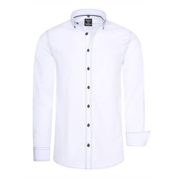 Rusty Neal Herren Langarmhemd, wei&szlig;, Gr. XXXL, unifarben, 97% Baumwolle, 3% Elasthan, Hemden, mit dezenter Kontrast-Naht