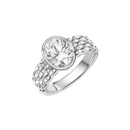 ZEEme Damen Fingerring "925/- Sterling Silber rhodiniert Zirkonia", 056 (17,8), Silber 925 (Sterlingsilber), wei&szlig;, Silber 925 (Sterlingsilber),