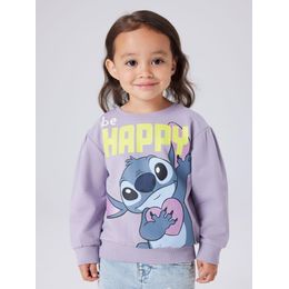 Sweatshirt name it "NMFDIDI STITCH SWEAT UNB NOOS WDI", M&auml;dchen, Gr. 116, lavender gray, Sweatware, Obermaterial: 95% Baumwolle, 5% Elasthan, bedruckt, unifarben, Basic normal, Rundhals, Rippb&uuml;ndchen, Sweatshirts Sweatshirt, mit Glitzerprint f&uuml;r einen funkelnden und coolen Loo