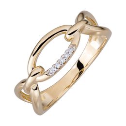 OROLINO Damen Fingerring "Gold 585 mit 5x Brillant 0,025ct.", 058 (18,5), 0,03 SI = kleine Einschl&uuml;sse, Gold, gelb, Gold, Fingerringe