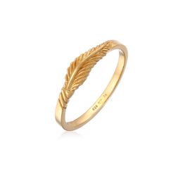 Elli Damen Fingerring "Feder Fl&uuml;gel Boho Trend Festival 925 Silber", 58mm, ohne Stein, Silber 925 (Sterlingsilber), 1,5mm, gold, Silber 925