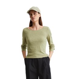 Marc O'Polo MARC O'POLO Damen Langarmshirtsmooth sage, Gr. M, Single Jersey, Obermaterial: 100% Baumwolle, Shirts, mit Flammgarn-Struktur