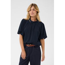 Saint Tropez Damen Kurzarmbluse "AileenSZ Flared Blouse", blau, Gr. S, unifarben, Web, Obermaterial: 100% Polyester, Blusen, Kunstfaser, Regular fit