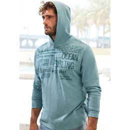John Devin Herren Kapuzenshirt, gr&uuml;n, Gr. L, bedruckt, Slub, Obermaterial: 100% Baumwolle, Shirts, Langarmshirt bedruckt mit Kapuze aus