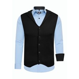 Rusty Neal Herren Langarmhemd, blau, Gr. 4XL, mehrfarbig, 60% Baumwolle, 37% Polyester, 3% Elasthan, Hemden, inklusive Langarmhemd und Weste