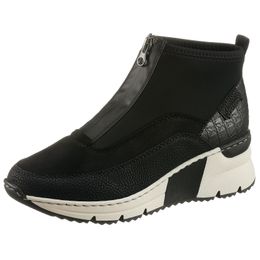 Rieker Damen Schlupfboots, Gr. 41, schwarz, Nubuklederimitat, Textil, Reptilienpr&auml;gung, Veloursleder, Schuhe, Stiefelette, High Top Sneaker mit
