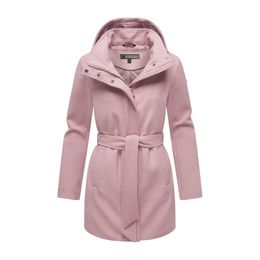 Kurzmantel Marikoo "Katalinaa", Damen, Gr. M, lila rose, 90% Polyester, 10% Viskose, M&auml;ntel Kurzmantel, Eleganter Wickel Mantel mit Tailleng&uuml;rtel und Oversized Hood Kapuze