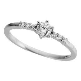 Firetti Damen Goldring "Schmuck Geschenk Gold 333 Vorsteckring Verlobung Solit&auml;r Lab Grown", 19, 0,32 VS = sehr kleine Einschl&uuml;sse, Diamanten
