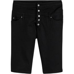 bonprix Damen Bermudas, schwarz, Gr. 42, Obermaterial: 97% Baumwolle, 3% Elasthan, Hosen, aus elastischem Baumwoll-Mix, Regular Fit Passform, hohe
