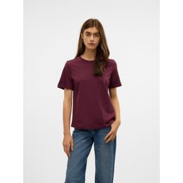V&eacute;ro Moda VERO MODA Damen Kurzarmshirt "VMPAULINA SS T-SHIRT GA JRS NOOS", rot, Gr. M, unifarben, Jersey, Obermaterial: 100% Baumwolle, Shirts, Baumwolle,