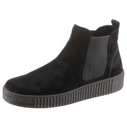 Gabor Damen Chelseaboots, Gr. 41, schwarz, Veloursleder, unifarben, Schuhe, Plateau, Stiefelette, Schlupfschuh mit dezenten Kontrastn&auml;hten