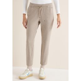 Cecil Damen Jogger Pantscreamy wei&szlig;, Gr. L, unifarben, Stoff, 79% Polyester, 18% Viskose, 3% Elasthan, Hosen, Middle Waist