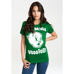 logoshirt Damen T-Shirt "Looney Tunes - Eat More Veggies", gr&uuml;n, Gr. M, bedruckt, 100% Baumwolle, Shirts, mit lizenzierten Originaldesign