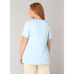 Damen T-Shirt "Alba", blau, Gr. 44, Base Level Curvy, Single Jersey, Obermaterial: 94% Viskose, 6% Elasthan, Shirts, Gro&szlig;e Gr&ouml;&szlig;en