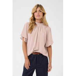 Kurzarmbluse Saint Tropez "AileenSZ Flared Blouse", Damen, Gr. XS, sphinx, Web, Obermaterial: 100% Polyester, unifarben, regular fit normal, Rundhals, Blusen, Kunstfaser, Regular fit