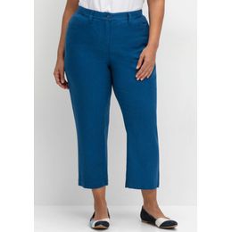 sheego Damen 7/8-Hose, blau, Gr. 42, unifarben, 55% Leinen, 45% Viskose, Hosen
