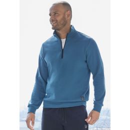 John Devin Herren Sweatshirt, Gr. XL, blau, angeraute Sweatware, Obermaterial: 60% Baumwolle, 40% Polyester, unifarben, Sweatshirts, Troyer mit