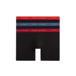 Boxer, Herren, Gr. M (50), 3 Stk., fre rd, ae sea, ras ju, Webqualit&auml;t, Obermaterial: 95% Baumwolle, 5% Elasthan, Tommy Hilfiger Underwear, unifarben, k&ouml;rpernah, Unterhosen, K&ouml;rpernahe Passform mit elastischem Bund
