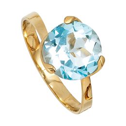 Jobo Damen Goldring, 58, Gelbgold 585, gelb, Gelbgold 585, Fingerringe, 585 Gold mit Blautopas