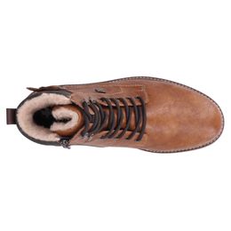 Rieker Herren Winterstiefelette, Gr. 42cognac, dunkelbraun, Lederimitat, Nubuklederimitat, unifarben mit Farbeinsatz, Schuhe, Winterboots,
