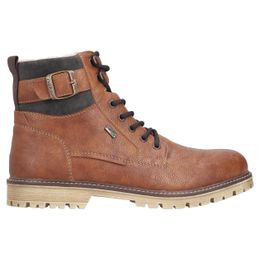 Rieker Herren Winterstiefelette, Gr. 42cognac, dunkelbraun, Lederimitat, Nubuklederimitat, unifarben mit Farbeinsatz, Schuhe, Winterboots,