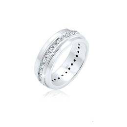 Elli Damen Fingerring "Bandring Klassik Kristalle 925 Silber", 56mm,mit Steinen, Silber 925 (Sterlingsilber), 7mm, silber, Silber 925