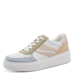 Marco Tozzi Damen Plateausneaker, Gr. 39wei&szlig; multi, Lederimitat, Textil, kontrastfarbene Details, Schuhe, Freizeitschuh, Halbschuh, Schn&uuml;rschuh mit