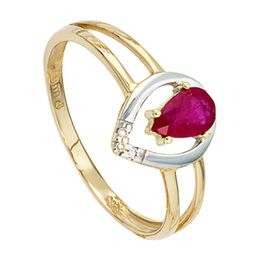 Jobo Damen Diamantring, 52, P1 = bei 10-facher Vergr&ouml;&szlig;erung erkennbare Einschl&uuml;sse, Diamanten Gelbgold 585, gelb, Diamanten, Gelbgold 585,