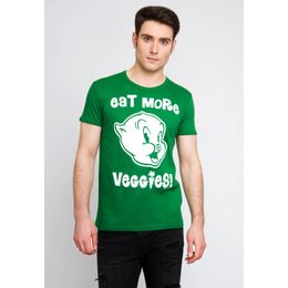 logoshirt Herren T-Shirt "Looney Tunes - Eat More Veggies", bunt, Gr. L, bedruckt, mehrfarbig, 100% Baumwolle, Shirts, mit Schweinchen Dick-Print