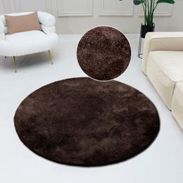 Teppich Bruno Banani, H:30mm &Oslash;:190cm, braun, Kunstfaser, Wohnzimmer, Teppiche, "Dana Teppich, besonders weich und kuschelig, Kundenliebling", uni,