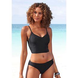 Sunseeker Damen Crop-Bikini-Top "Loretta", schwarz, Gr. 36, Strukturmuster, unifarben, Polyamid, Bikini-Oberteile, mit Strukturmuster