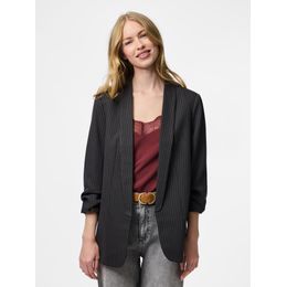 Blusenblazer Pieces "PCBOSELLA 3/4 PINSTRIPE BLAZER NOOS BC", Damen, Gr. L, bunt (magnet stripes:cloud dancer pinstripe), Web, Obermaterial: 98% Polyester, 2% Viskose, Nadelstreifen, gestreift, regular fit Po-bedeckend, Blazer Blusenblazer, Materialmix, regular fit