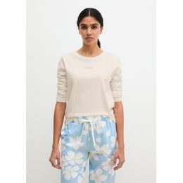 Marc O'Polo MARC O'POLO Damen Pyjamaoberteil "Mix N Match Cotton Top LS", Gr. Lwei&szlig;, Jersey, Obermaterial: 100% Baumwolle, Shirts, mit Rundhalsausschnitt und