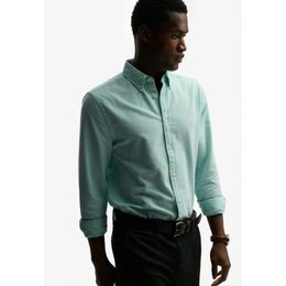 Superdry Herren Langarmhemd "PREPPY OXFORD L/S SHIRT", gr&uuml;n, Gr. XL, gestreift, Web, Obermaterial: 100% Baumwolle, Hemden, Baumwolle, regular fit