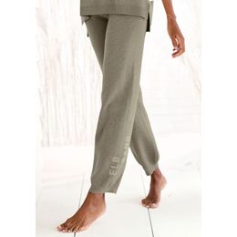 ELBSAND Damen Strickhose, Gr. 36, gr&uuml;n, Feinstrick, Obermaterial: 50% Polyester, 50% Viskose, meliert, unifarben, Hosen, mit eingestricktem Logo, aus