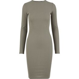 Urban Classics Damen Shirtkleid "Urban Classics Damen Ladies Rib Dress", beige, Gr. M, unifarben, 77% Viskose, 19% Polyester, 4% Elasthan, Kleider