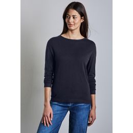 Street One Damen Strickpullover, blau, Gr. 36, unifarben, Stoff, 60% Viskose, 40% Baumwolle, Pullover, mit U-Boot-Ausschnitt