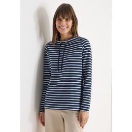 Cecil Damen Langarmshirtsporty denim blau, Gr. XXL, gestreift, Web, 50% Baumwolle, 50% Modal, Shirts, im Streifendesign