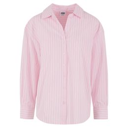 Urban Classics Damen Klassische Bluse "Urban Classics Ladies Oversized Striped Blouse"softpink, wei&szlig;, Gr. L, 69% Baumwolle, 29% Polyester, 2%