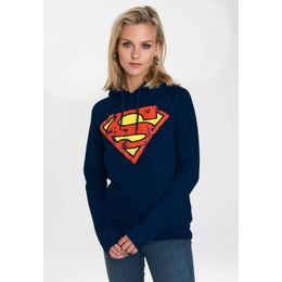 logoshirt Damen Kapuzensweatshirt "DC - Superman Logo", blau, Gr. S, unifarben, 80% Baumwolle, 20% Polyester, Sweatshirts, mit Superhelden-Print