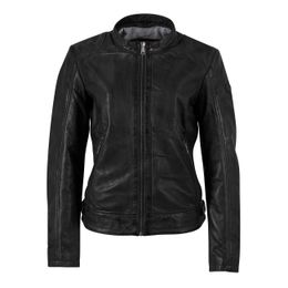Lederjacke Mauritius "MWYouvie", Damen, Gr. XL (42), schwarz, Obermaterial: 100% Schafsleder, unifarben, regular fit h&uuml;ftlang, abgesteppte Kante, Jacken, mit Stehkragen