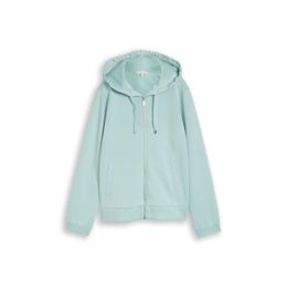 Tom Tailor Damen Hoodie Sweatjacke aus Scuba, blau, Uni, Gr. XL