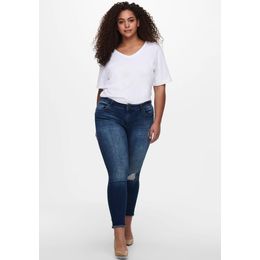 Only CARMAKOMA Damen Skinny-fit-Jeans "CARWILLY REG SKINNY ANK JEANS", blau, Gr. 54, Destroyed-Effekte, Jeans, Obermaterial: 94% Baumwolle, 4%