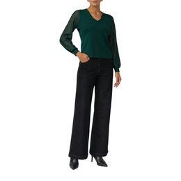 Damen Strickpullovergr&uuml;n, Gr. 34, s.Oliver BLACK LABEL, unifarben, Strick, Obermaterial: 71% Viskose, 29% Polyester, Pullover, mit V-Ausschnitt