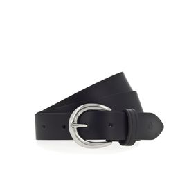 Tamaris Damen Lederg&uuml;rtel ""Clara Silver"", schwarz, Basic, Gr. 120, unifarben, Rindsleder, G&uuml;rtel, mit gl&auml;nzender silberfarbener Schlie&szlig;e,