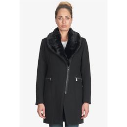 Damen Kurzmantel "PHILINE", schwarz, Gr. L, Le Temps Des Cerises, unifarben, 50% Polyester, 50% Leinen, M&auml;ntel, mit weichem Kragen