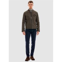 Pierre Cardin Herren Lederjacke, braun, Gr. S, unifarben, 100% Leder, Jacken, in tollem Biker-Look