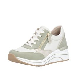 Remonte Damen Keilsneaker, Gr. 45, gr&uuml;n, Lederimitat, kontrastfarbene Details, Schuhe, Freizeitschuh, Halbschuh, Schn&uuml;rschuh, vegane Verarbeitung