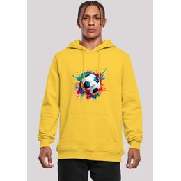 F4NT4STIC Herren Kapuzenpullover "Bunte Fu&szlig;ball Grafik", gelb, Gr. XS, Obermaterial: 65% Baumwolle, 35% Polyester, Pullover, Premium Qualit&auml;t
